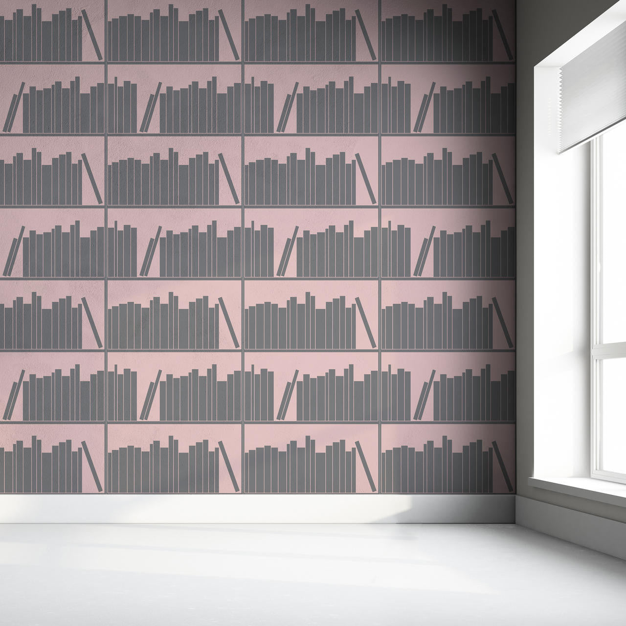 Pink Bookshelf Wallpaper | Library Design Wallpaper – Mineheart