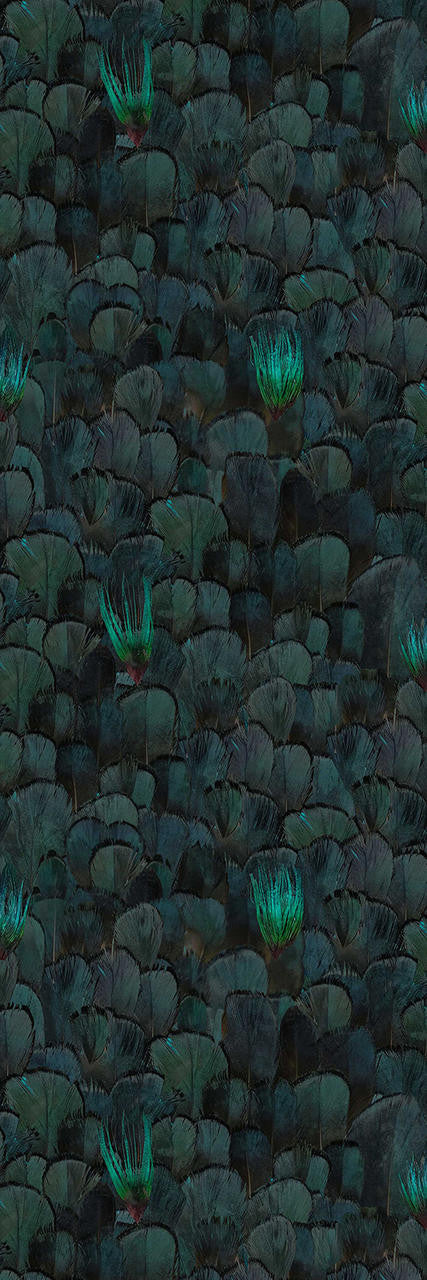 Green Feather Pattern Wallpaper | Mineheart Wallpaper
