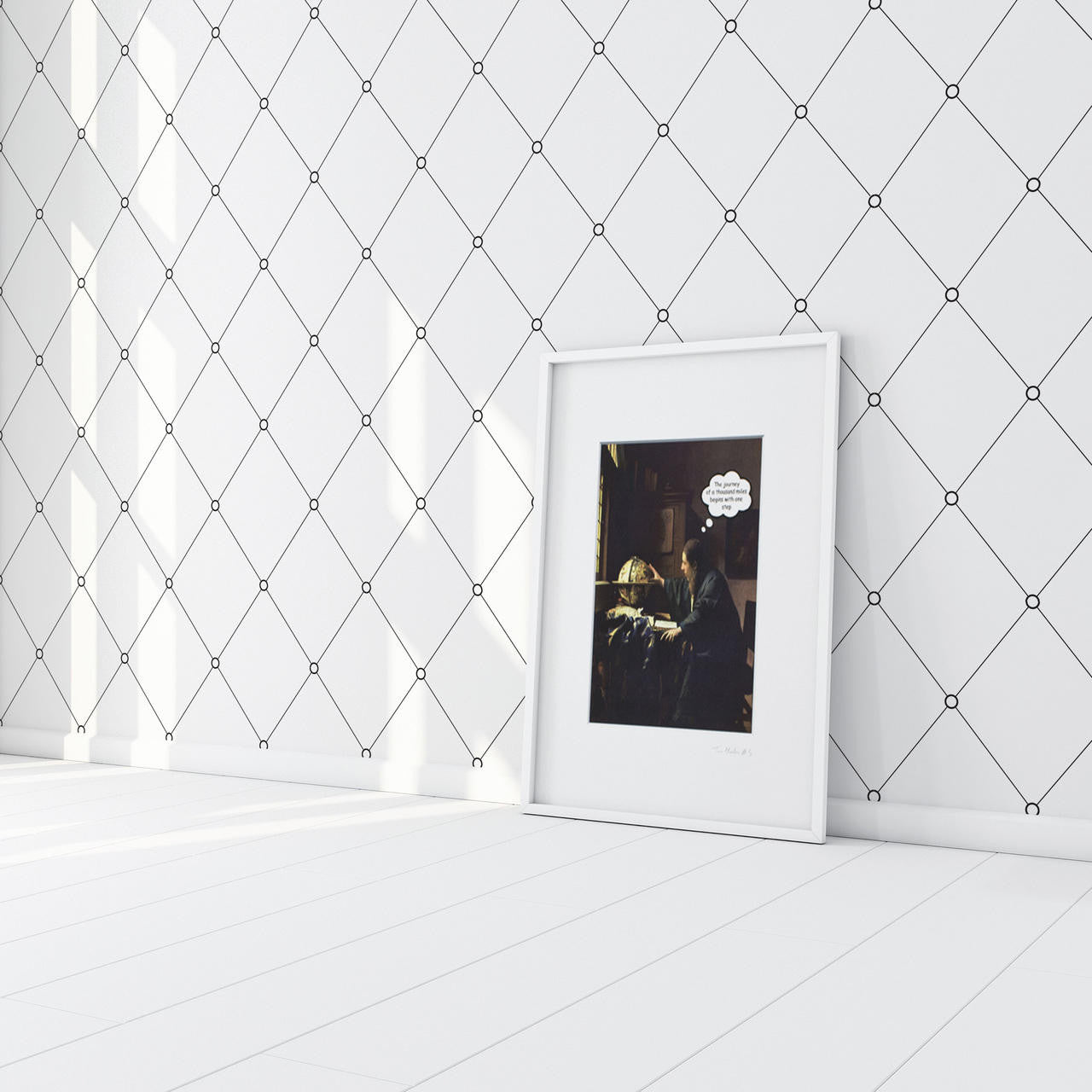 White Quilted Wallpaper | Quilt Outline Wallpaper | Mineheart