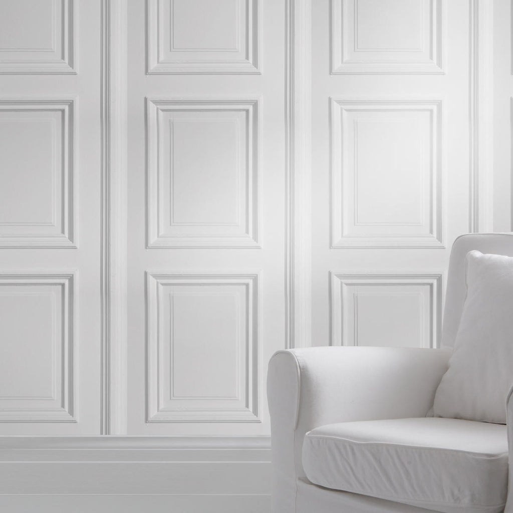 White Panelling Wallpaper | Panelled Wall | Mineheart